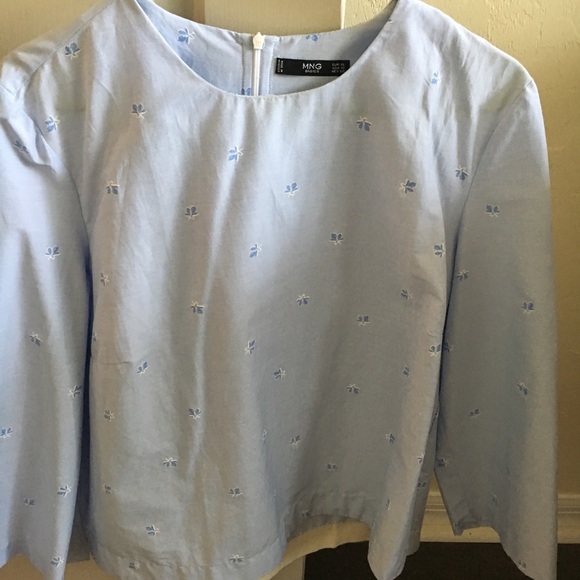 Mango | Tops | Cute Mng Baby Blue Top | Poshmark